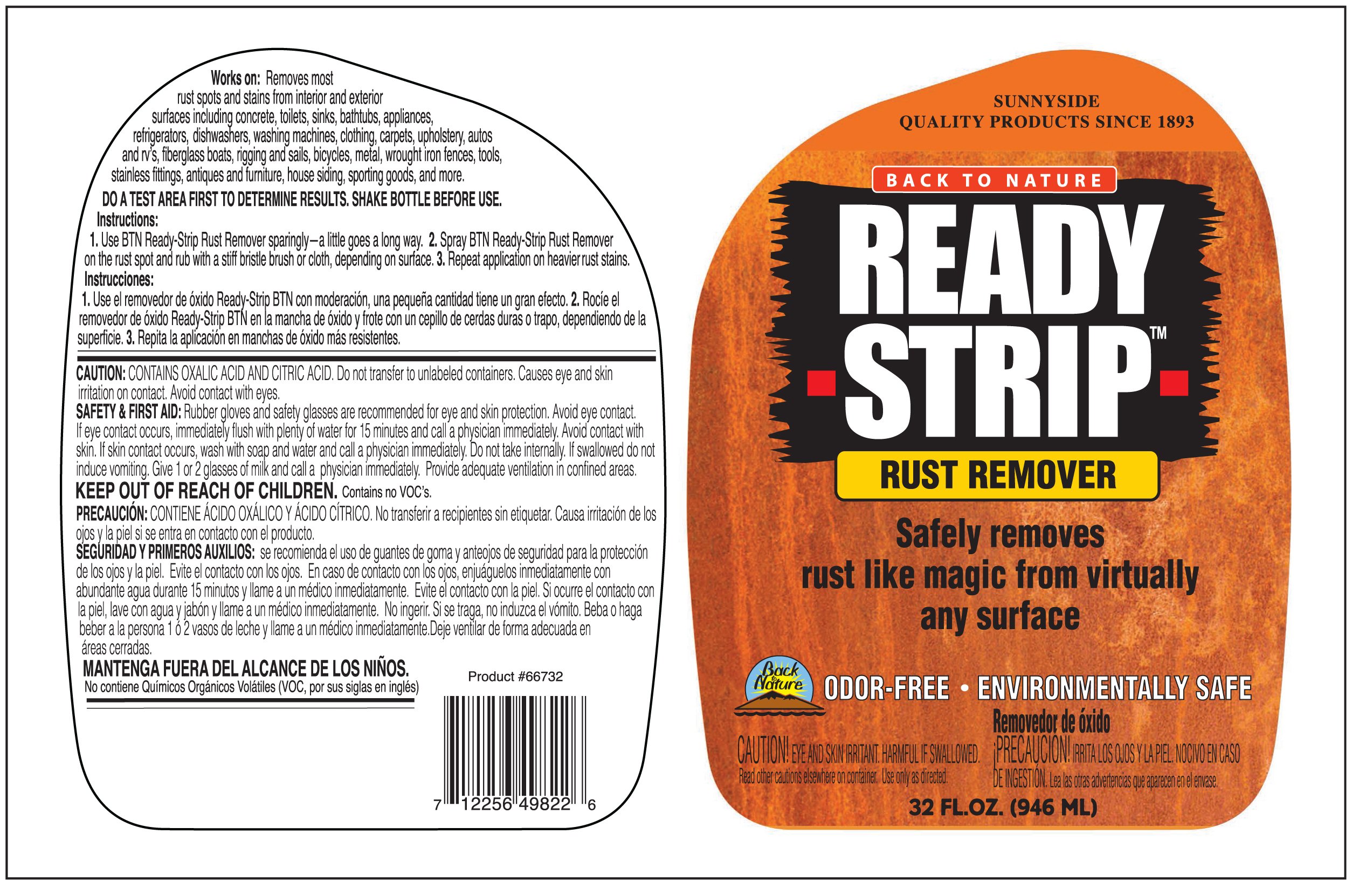 Sunnyside 66732 Ready-Strip Rust Remover, Quart Trigger Spray