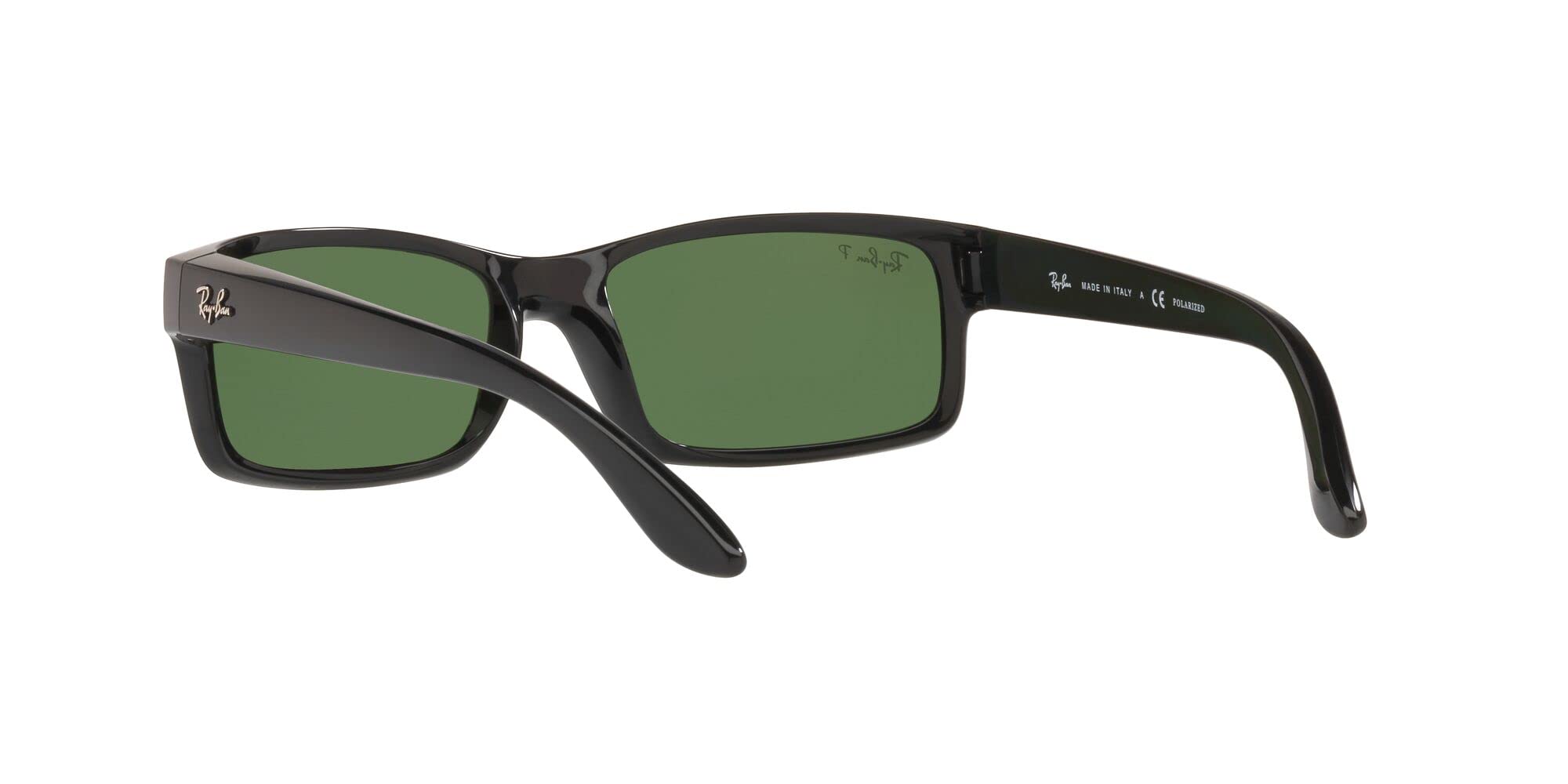 Ray-Ban RB4151 Rectangular Sunglasses, Black/Green, 59 mm