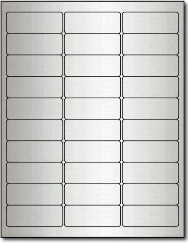 2 5/8" x 1" Silver Foil Address Labels for Laser Printers - 300 Labels