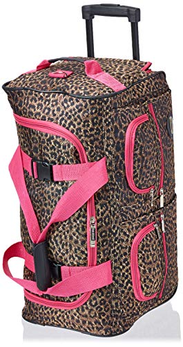 Rockland Rolling Duffel Bag, PINKLEOPARD, 22"