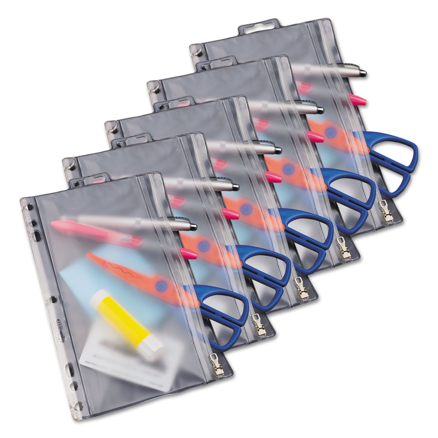 Oxford 68599 Vinyl Zipper Binder Pockets, 10.5X 8, Clear (68599)