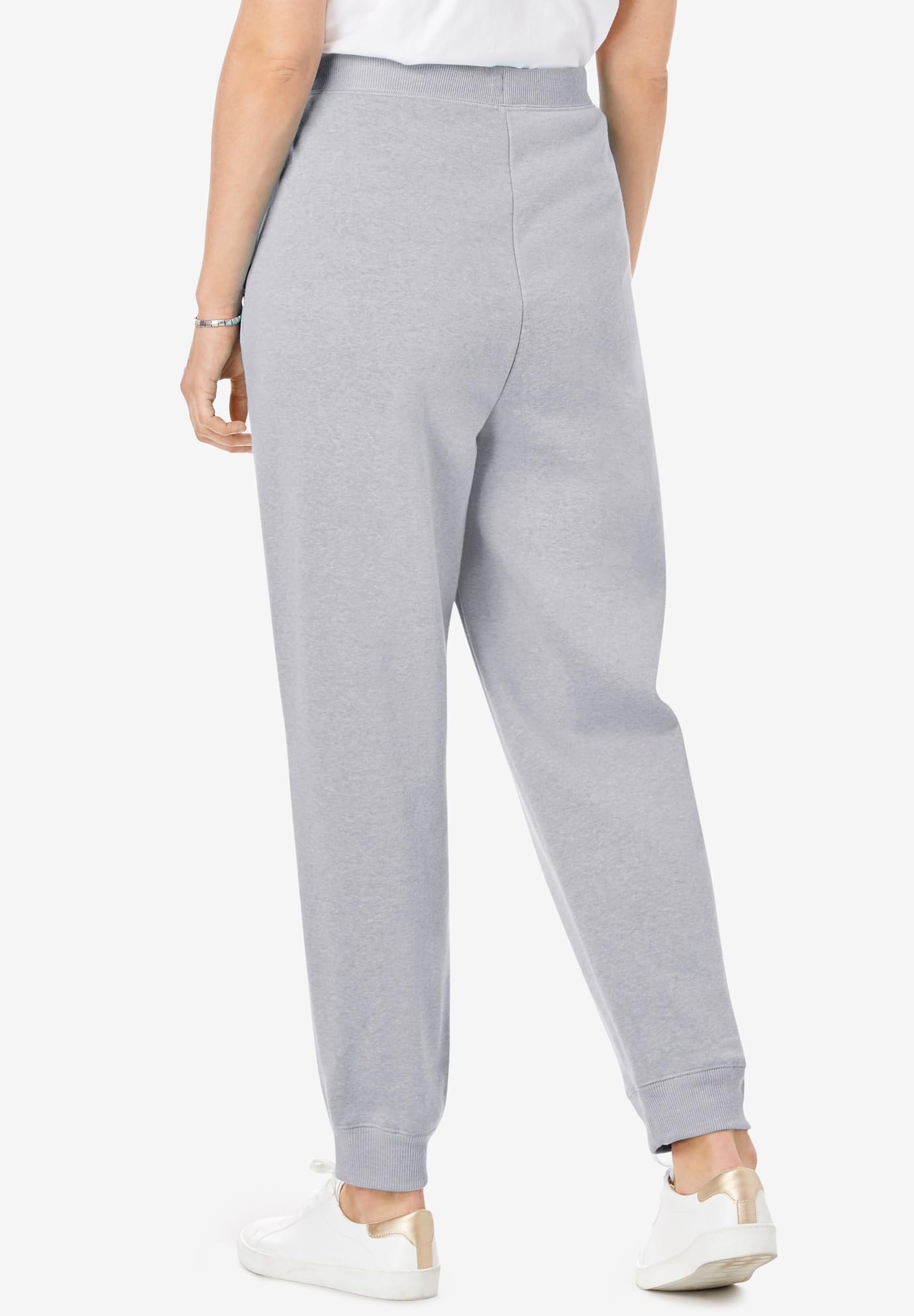Woman Within Women's Plus Size Petite Better Fleece Jogger Sweatpant - L, Heather Charcoal