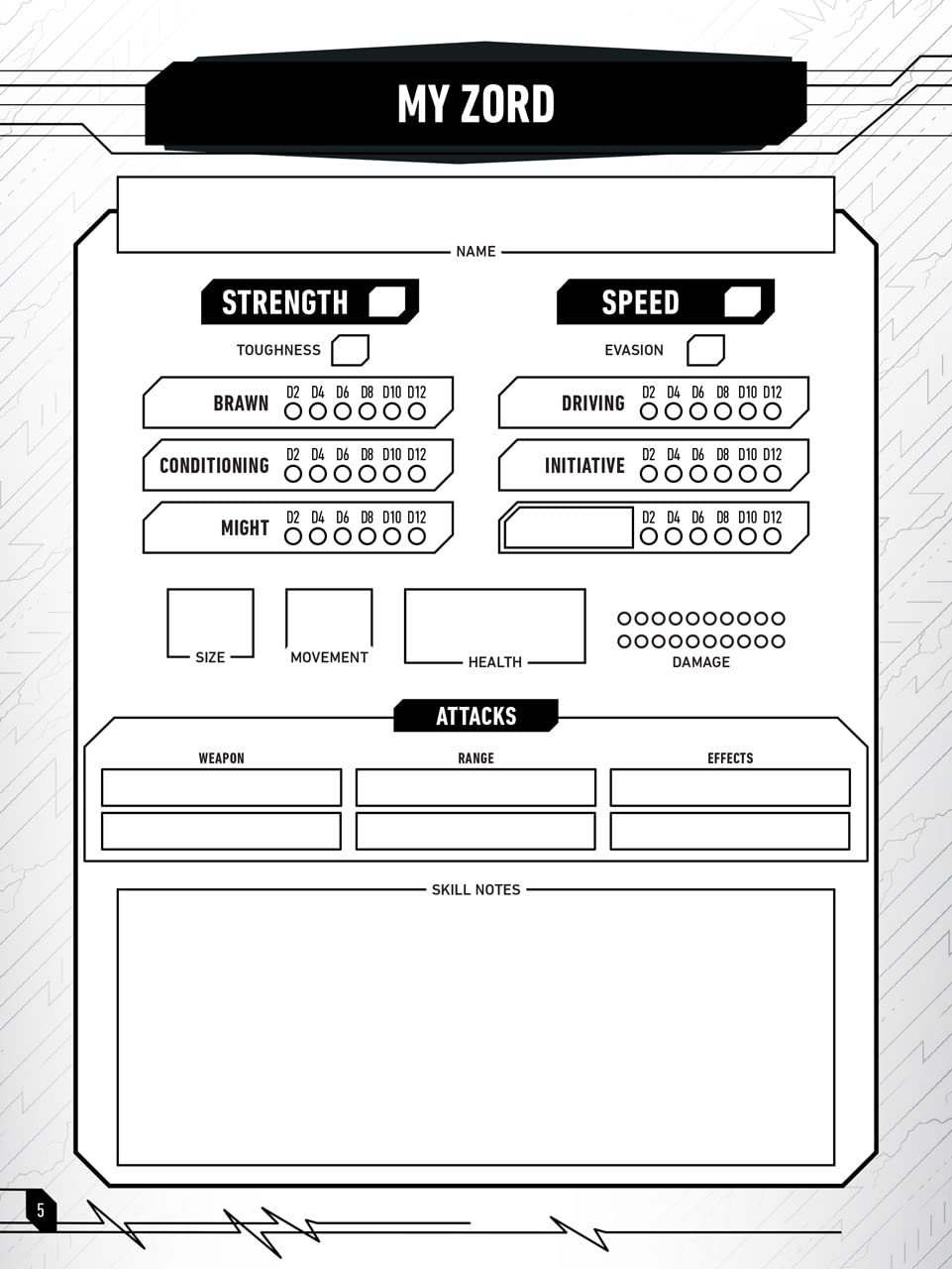 Renegade Game Studios Power Rangers Roleplaying Game Expanded Character Sheet Journal, Customize and Develop Characters