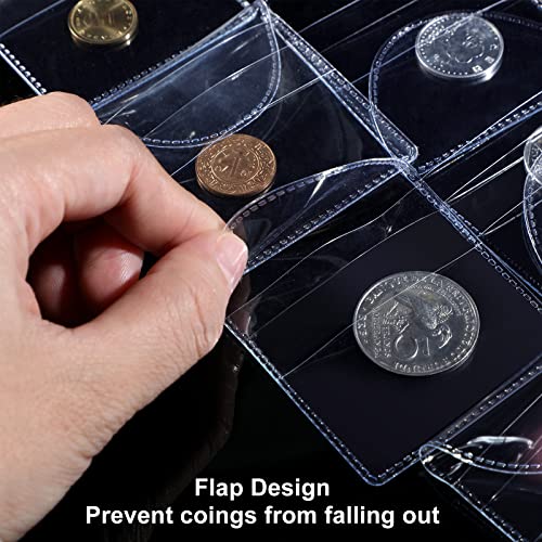 50 Pcs Single Pocket Coin Sleeves Collectors Individual Clear Plastic Sleeves Holders Small Coin Holders Plastic Coin Pouch Single Coin Protector for Coins Jewelry and Small Items Storage (2.2 Inches)