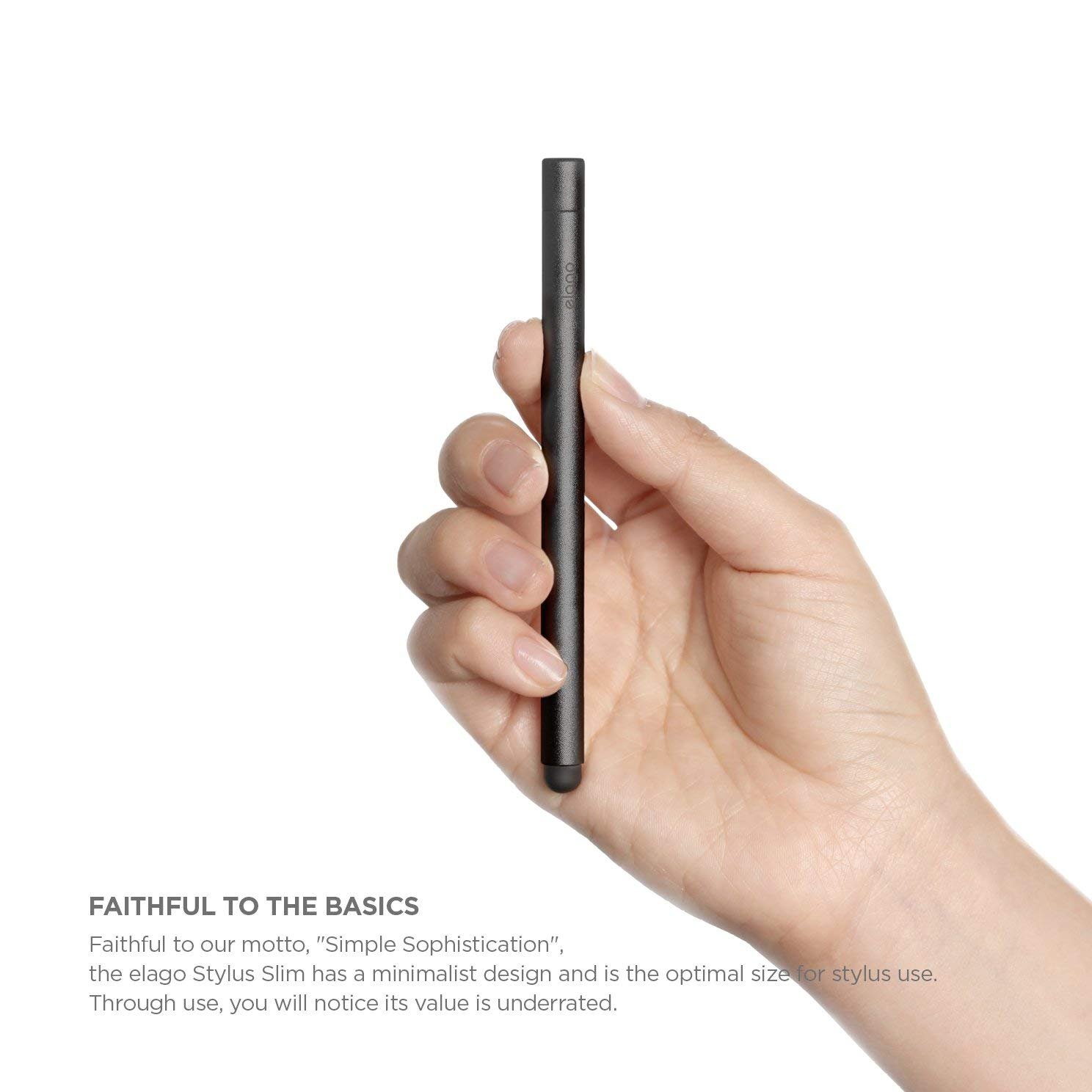 elago Premium Aluminum Stylus Pens for All Touch Screen Tablets/Cell Phones [Slim][Black], Replaceable Tip, Extra Tip Included, Compatible with iPhone, iPad, Galaxy S Series, Galaxy Tab, Kindle Fire