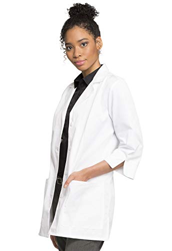 Cherokee Women's Scrubs 30" 3/4 Sleeve Lab Coat, White, Medium