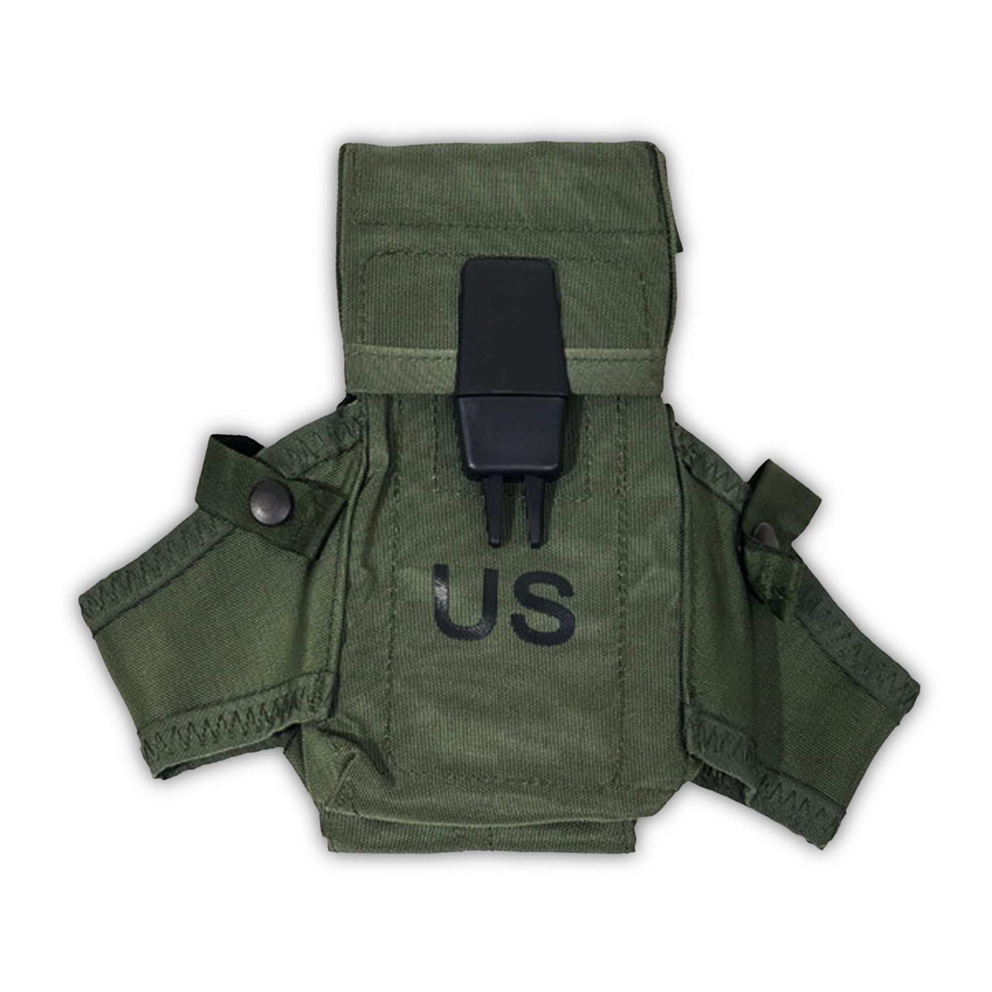Ammo Can Man US Military Issue OD Olive Drab Green Rifle Magazine Mag Ammo Small Arms Pouch Case with Dual Grenade Carrier and Alice Attachment Clips