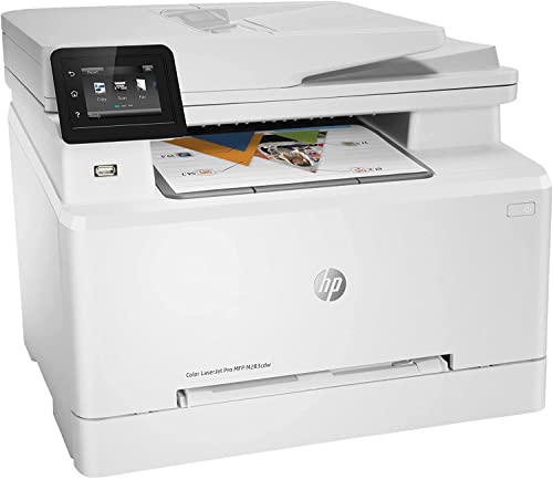 HP Color Laserjet Pro M283cdw-C Wireless All-in-One Laser Printer, Print Scan Copy Fax, White, Remote Mobile Print, 260-Sheet, 22ppm, 600x600DPI, Auto 2-Sided Printing, Durlyfish USB Printer Cable