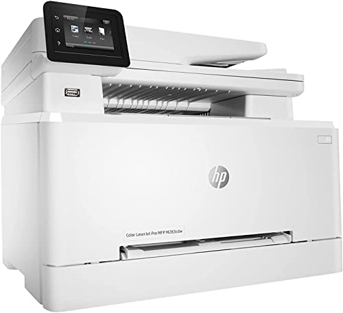 HP Color Laserjet Pro M283cdw-C Wireless All-in-One Laser Printer, Print Scan Copy Fax, White, Remote Mobile Print, 260-Sheet, 22ppm, 600x600DPI, Auto 2-Sided Printing, Durlyfish USB Printer Cable