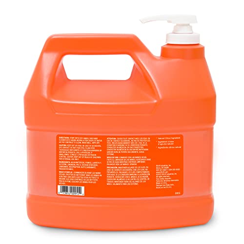 GOJO Natural* Orange Pumice Industrial Hand Cleaner, 1 Gallon Quick Acting Lotion Hand Cleaner with Pumice Pump Bottle (Pack of 2) - 0955-02