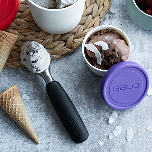 BALCI - 8oz Mini Ice Cream Containers with Silicone Lids (Set of 4) - Freezer Food Storage Containers, Reusable, LeakProof, For Homemade IceCream Containers - Blue. Red, Green, Purple