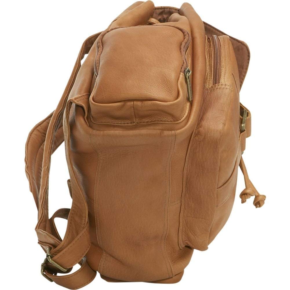 Le Donne Leather Classic Multi-Pocket Backpack – Premium Full-Grain Colombian Vaquetta Cowhide Leather Backpack,15”, Black