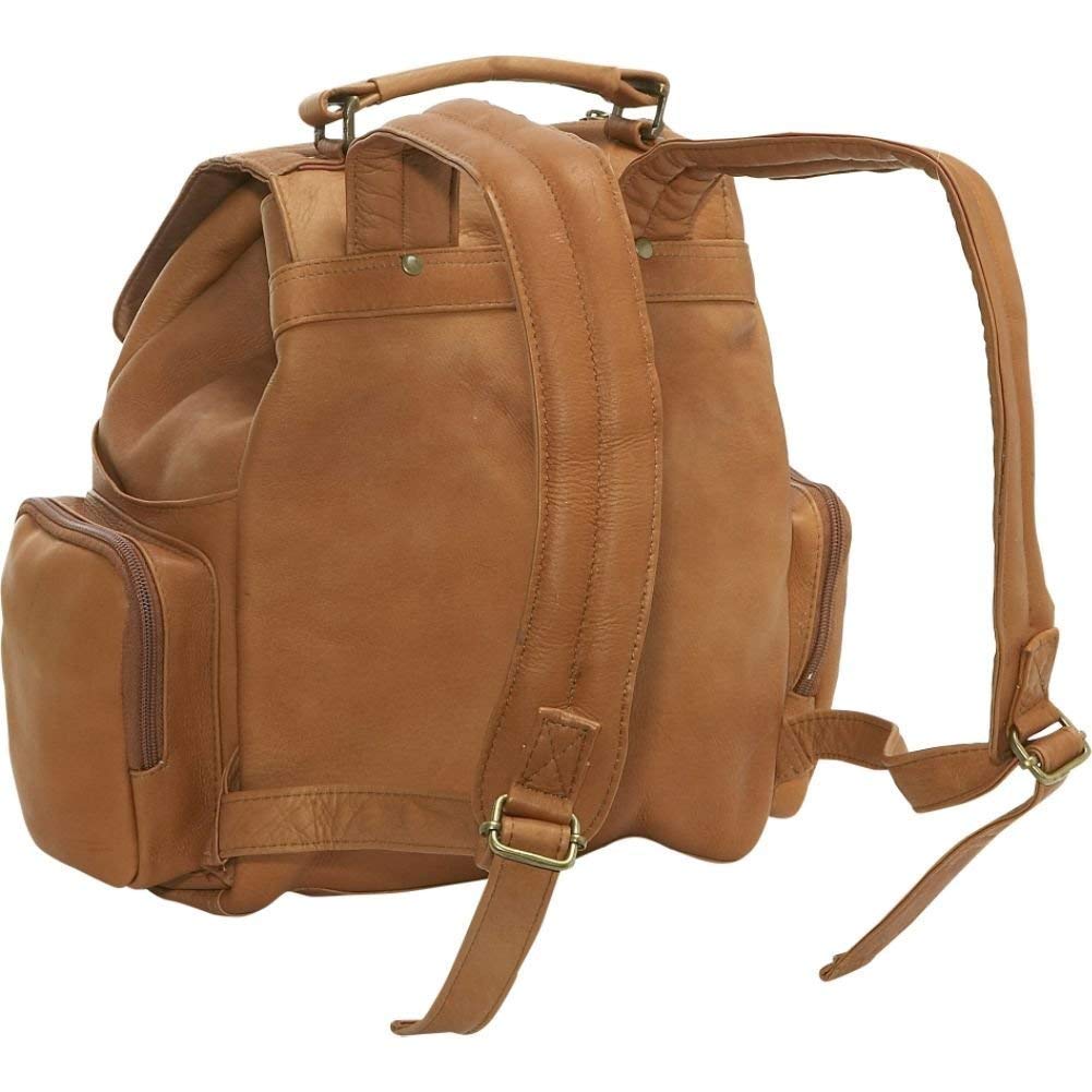 Le Donne Leather Classic Multi-Pocket Backpack – Premium Full-Grain Colombian Vaquetta Cowhide Leather Backpack,15”, Black