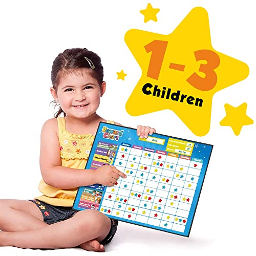 Reward Chart for Kids – 80+ Chores, Magnetic Chore Chart for Multiple Kids – Up to 3 Toddlers for Home Learning – Daily Star Chart for Classroom, Potty Training, Childrens Routine or Behavior Training