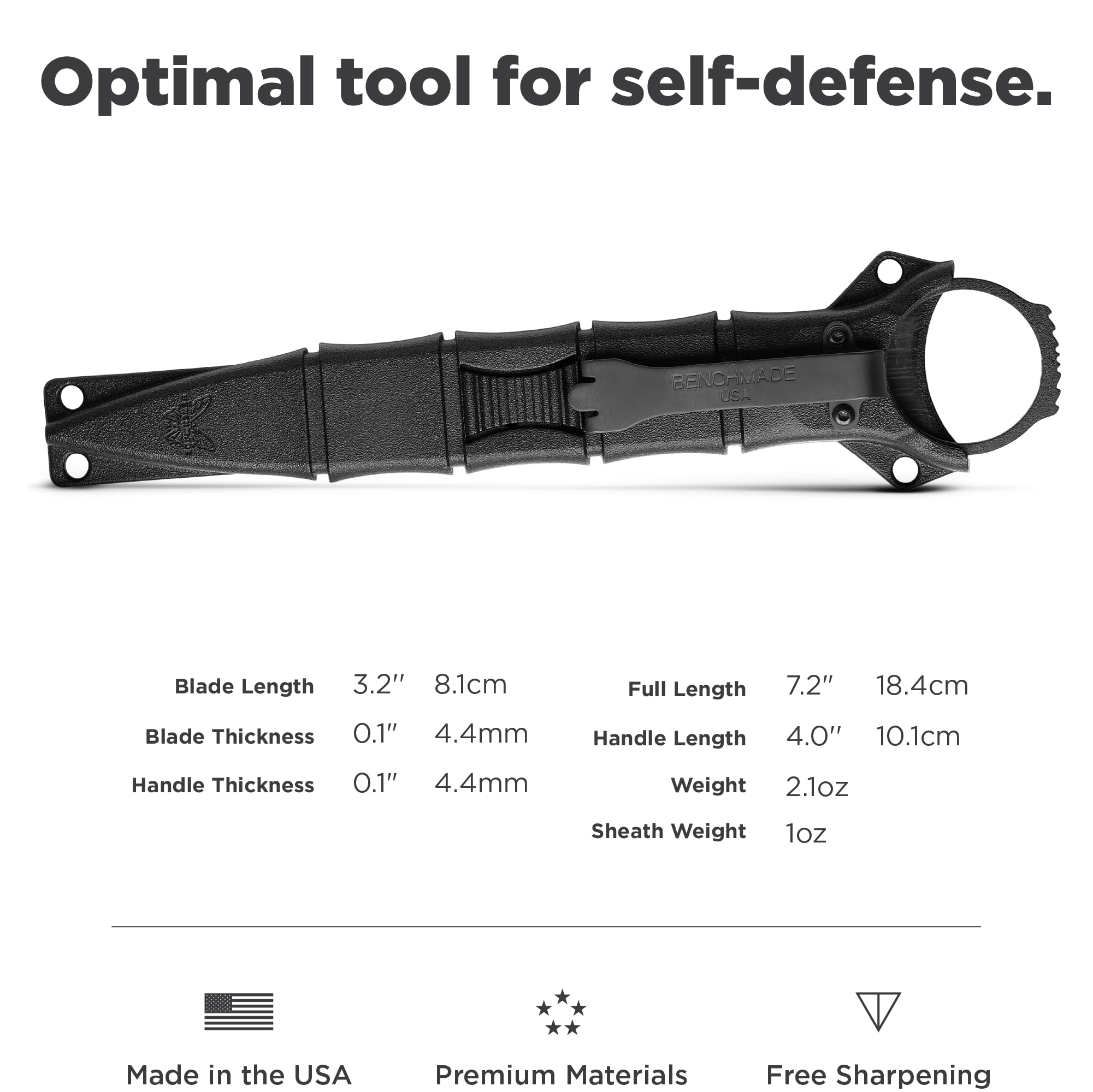 Benchmade - SOCP 176 Tactical Dagger 176BK with Black 440C Handle (176BK)