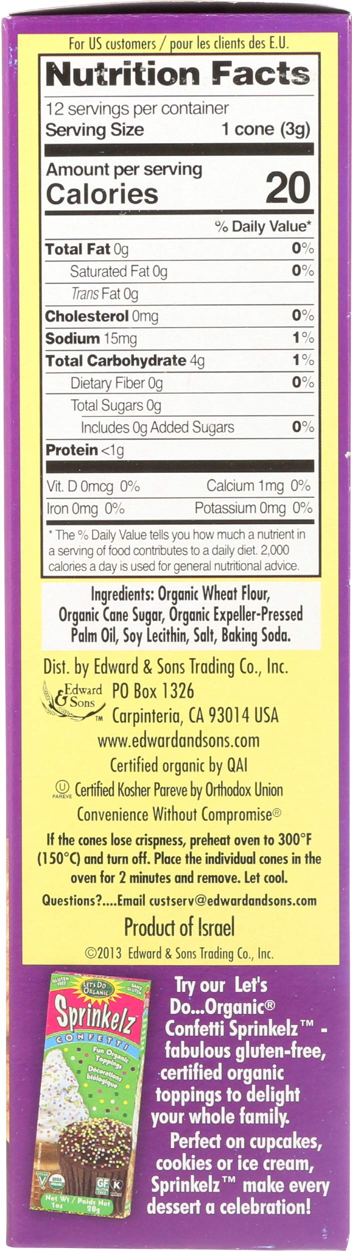 Lets Do Organic Ice Cream Cones - Sugar Cones for Ice Cream, Mini Ice Cream Cones, Ice Cream Cups, Crispy Cones, Mini Cake Cones - 1.2 Oz (Pack of 12)