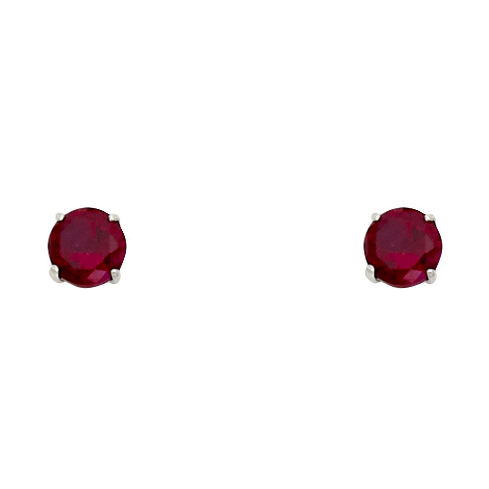 14k REAL White Gold 4mm Round Solitaire Basket Set Stud Earrings with Screw Back