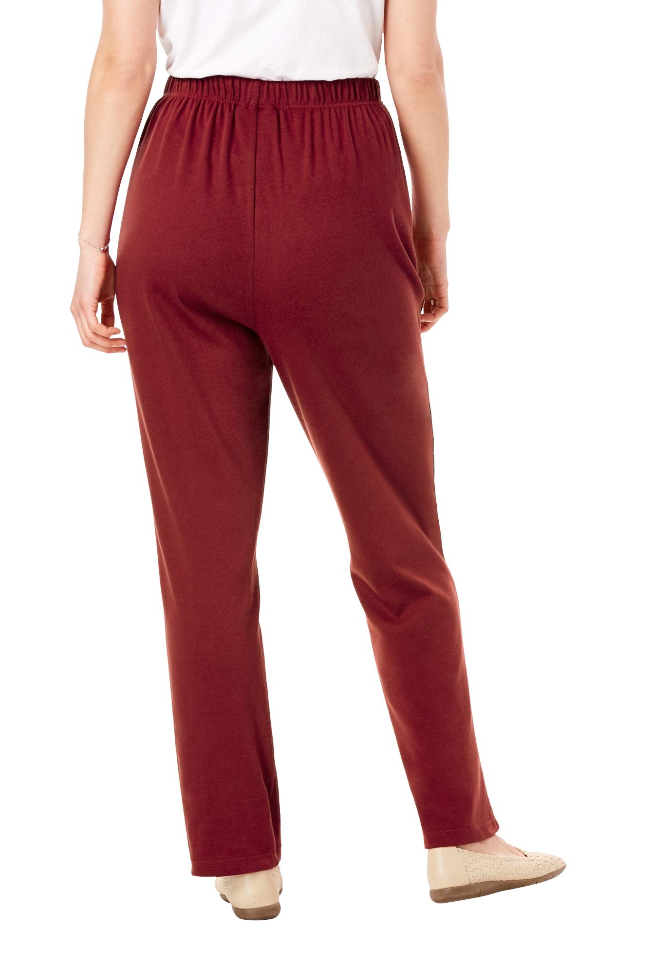 Woman Within Plus Size 7-Day Knit Straight Leg Pant Stretch Elastic Waist Petite & Tall - 1X, Black