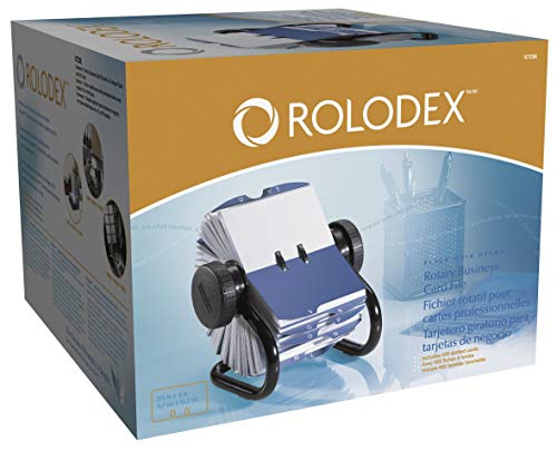 Rolodex Open Rotary Business Card File with 200 2-5/8 by 4 inch Card Sleeve and 24 Guide, 400-Card Cap, Black (67236)