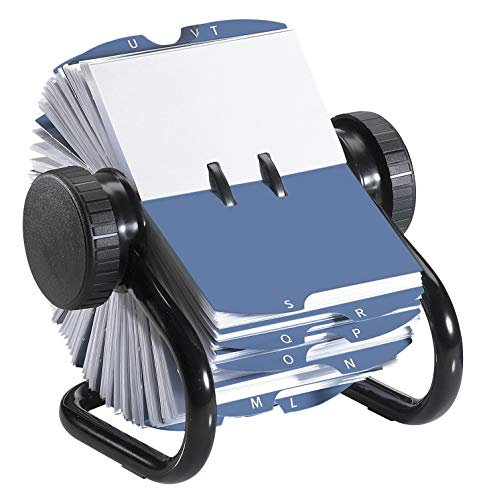Rolodex Open Rotary Business Card File with 200 2-5/8 by 4 inch Card Sleeve and 24 Guide, 400-Card Cap, Black (67236)