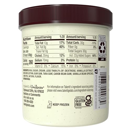 Talenti Gelato For a Delicious Frozen Dessert Madagascan Vanilla Bean Made with Ingredients 1 pint