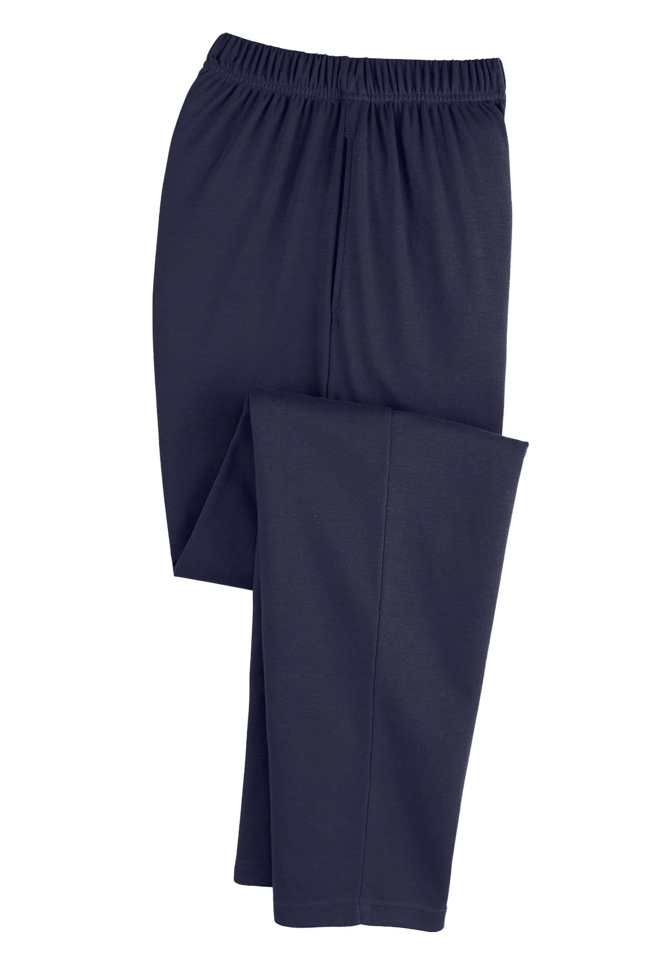 Woman Within Plus Size 7-Day Knit Straight Leg Pant Stretch Elastic Waist Petite & Tall - 1X, Black