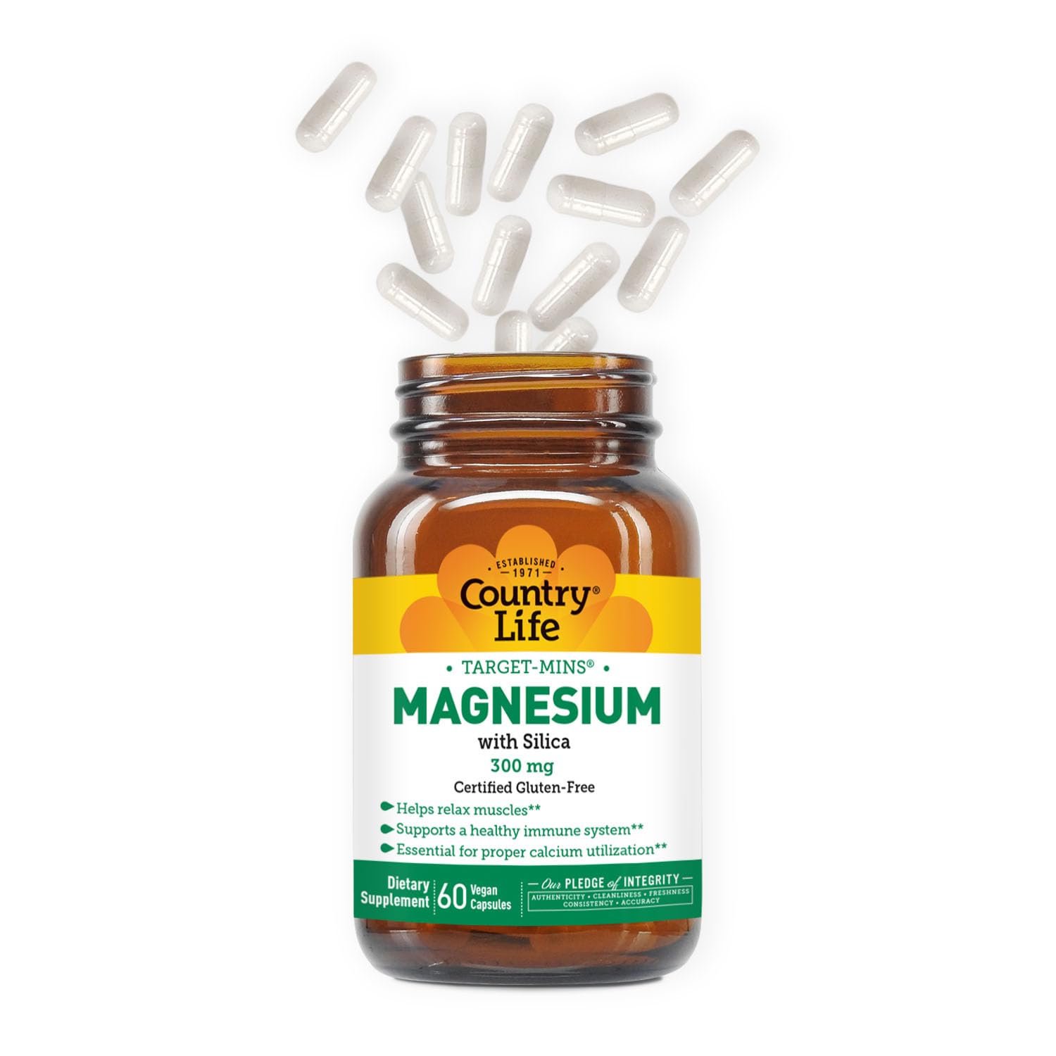 Target-Mins Magnesium with Silica 300mg, 60 Vegan Capsules, Certified Gluten Free, Certified Vegan