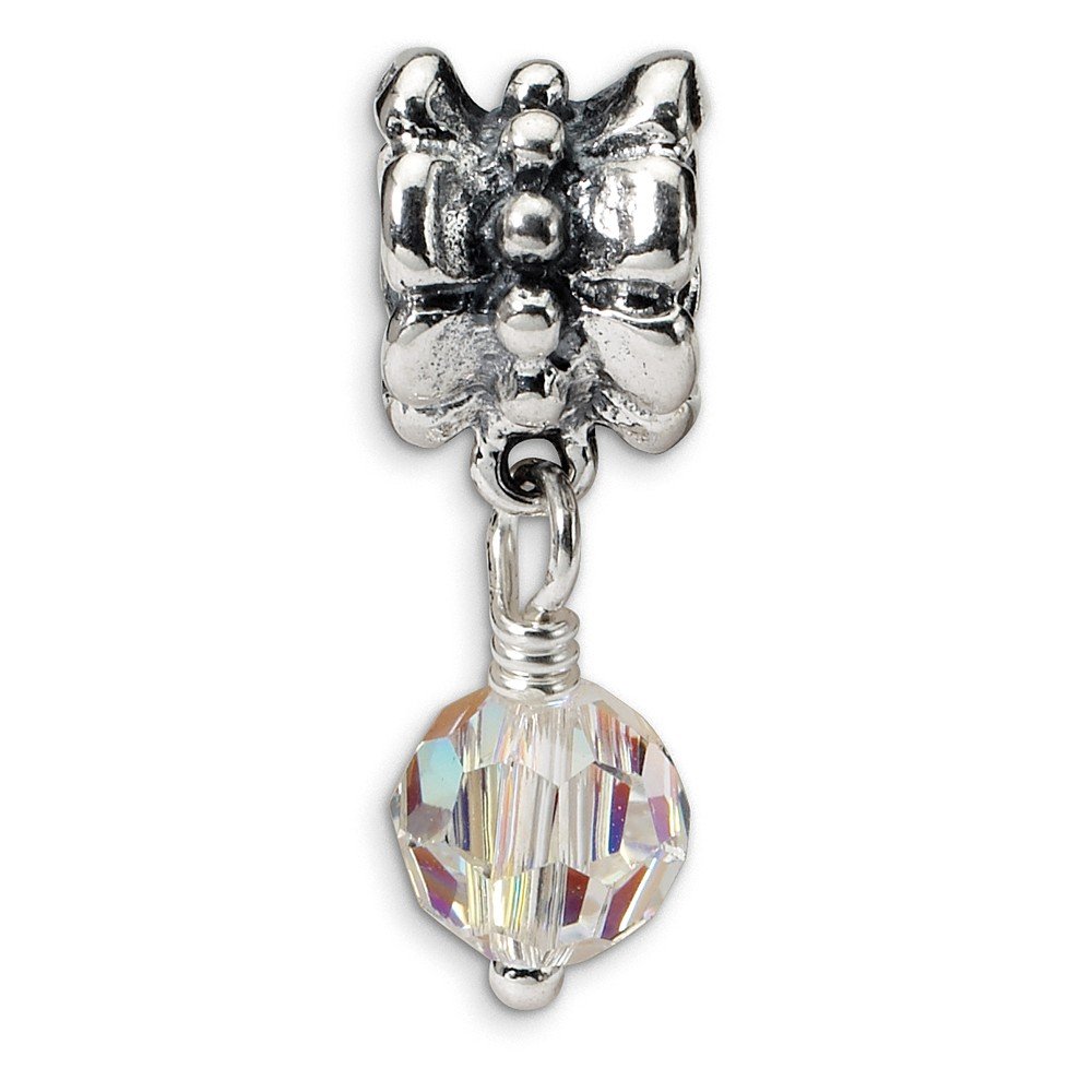 Reflection Beads Sterling Silver Clear Dangle Bead (23 x 7 mm)
