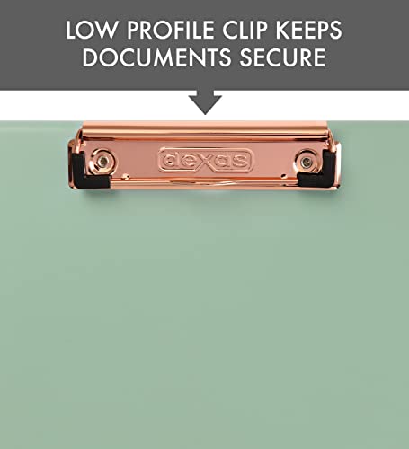Dexas Slimcase 2 Storage Clipboard with Side Opening, 12.5 x 9.5 inches, Sea Foam Green with Rose Gold Clip 3517R-5503