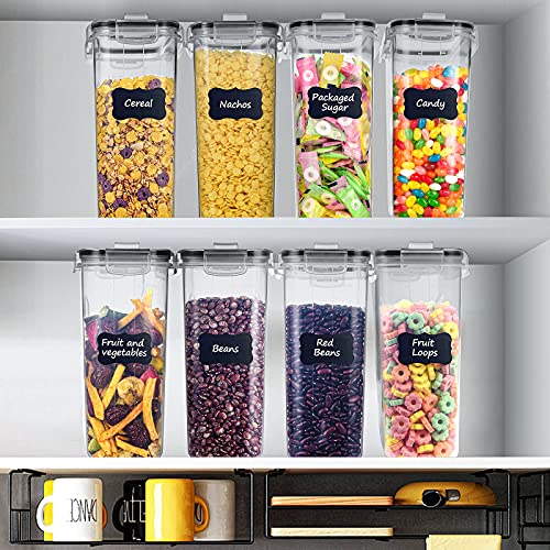 3 Pk Cereal Containers Storage Set 135.2oz/4L Each, Airtight Food Storage Containers, Large Cereal Dispenser, Kitchen Pantry Organization Containers, with Labels and Measuring Spoons