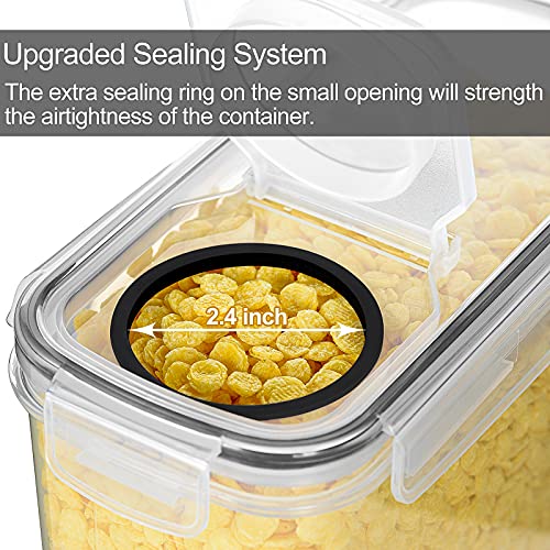 3 Pk Cereal Containers Storage Set 135.2oz/4L Each, Airtight Food Storage Containers, Large Cereal Dispenser, Kitchen Pantry Organization Containers, with Labels and Measuring Spoons