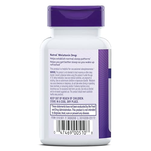 Natrol Melatonin 3 mg, Dietary Supplement for Restful Sleep, Sleep Supplements for Adults, 60 Melatonin Tablets, 60 Day Supply