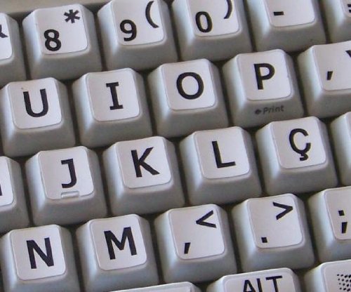 PORTUGUESE BRAZILIAN LARGE LETTERING (UPPER) KEYBOARD STICKERS WHITE BACKGROUND FOR DESKTOP, LAPTOP AND NOTEBOOK