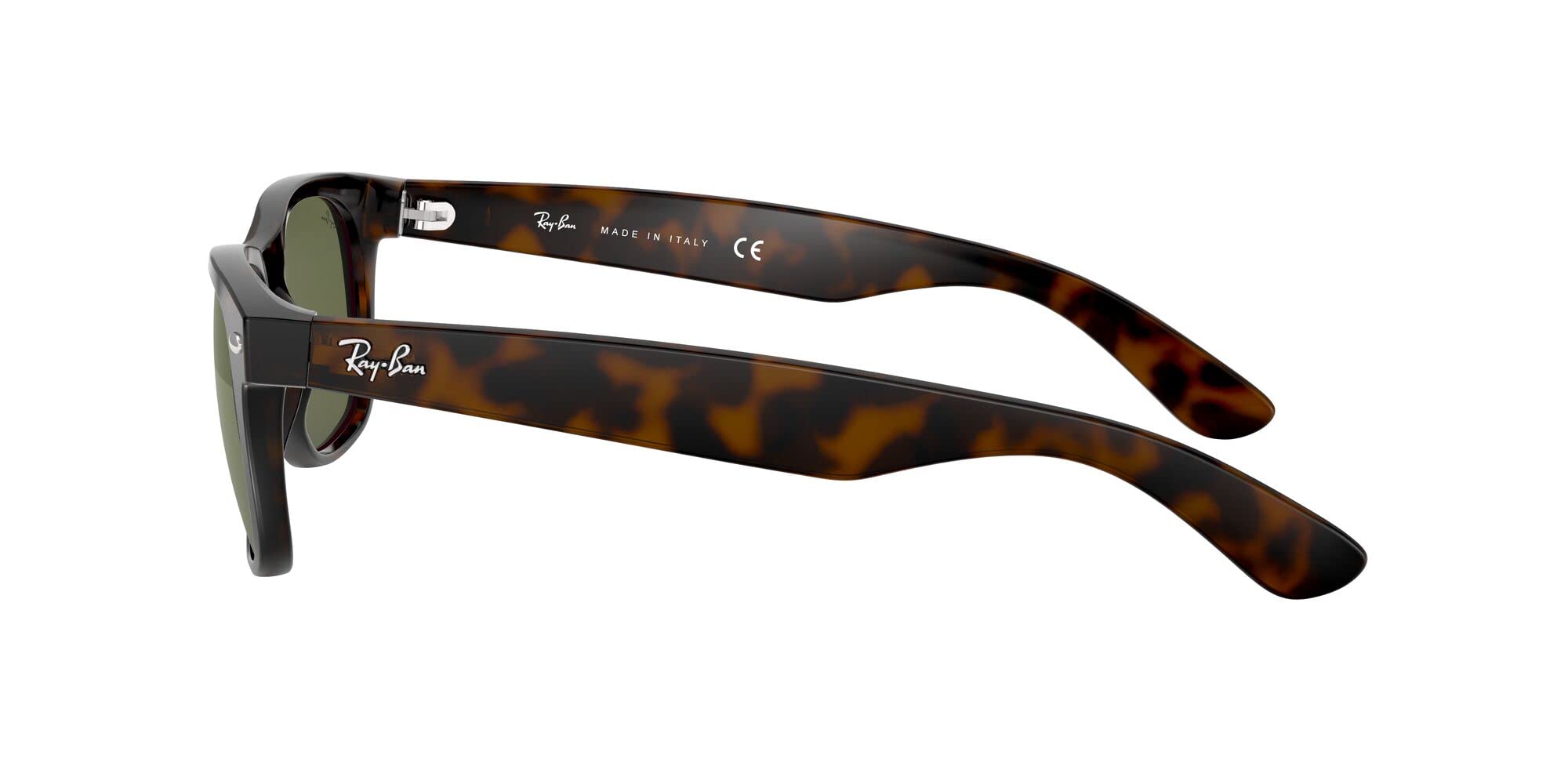 Ray-Ban RB2132 New Wayfarer Square Sunglasses, Tortoise/G-15 Green, 55 mm