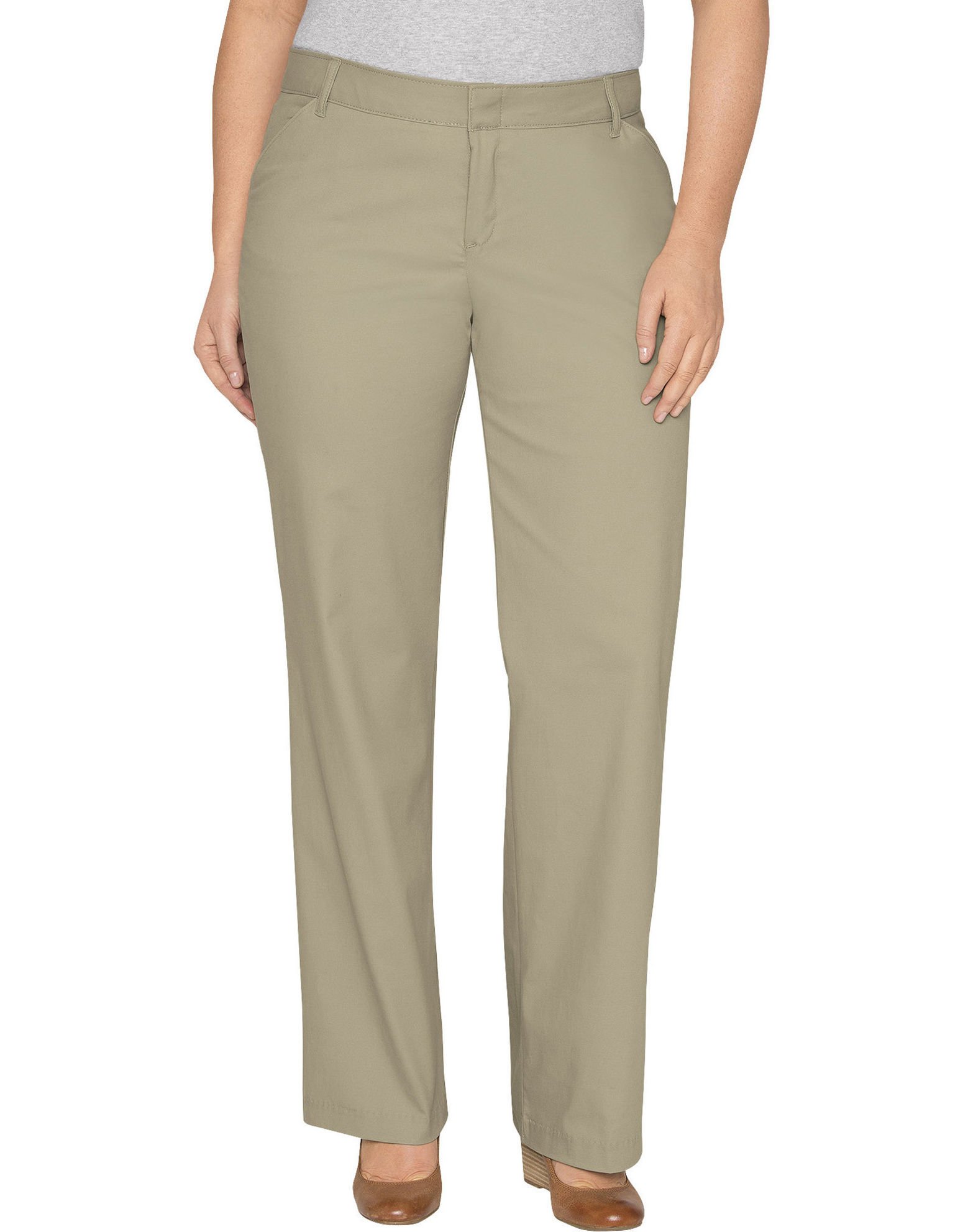 Dickies Womens Plus-Size Relaxed Straight Stretch Twill Pant, Desert Sand, 18W
