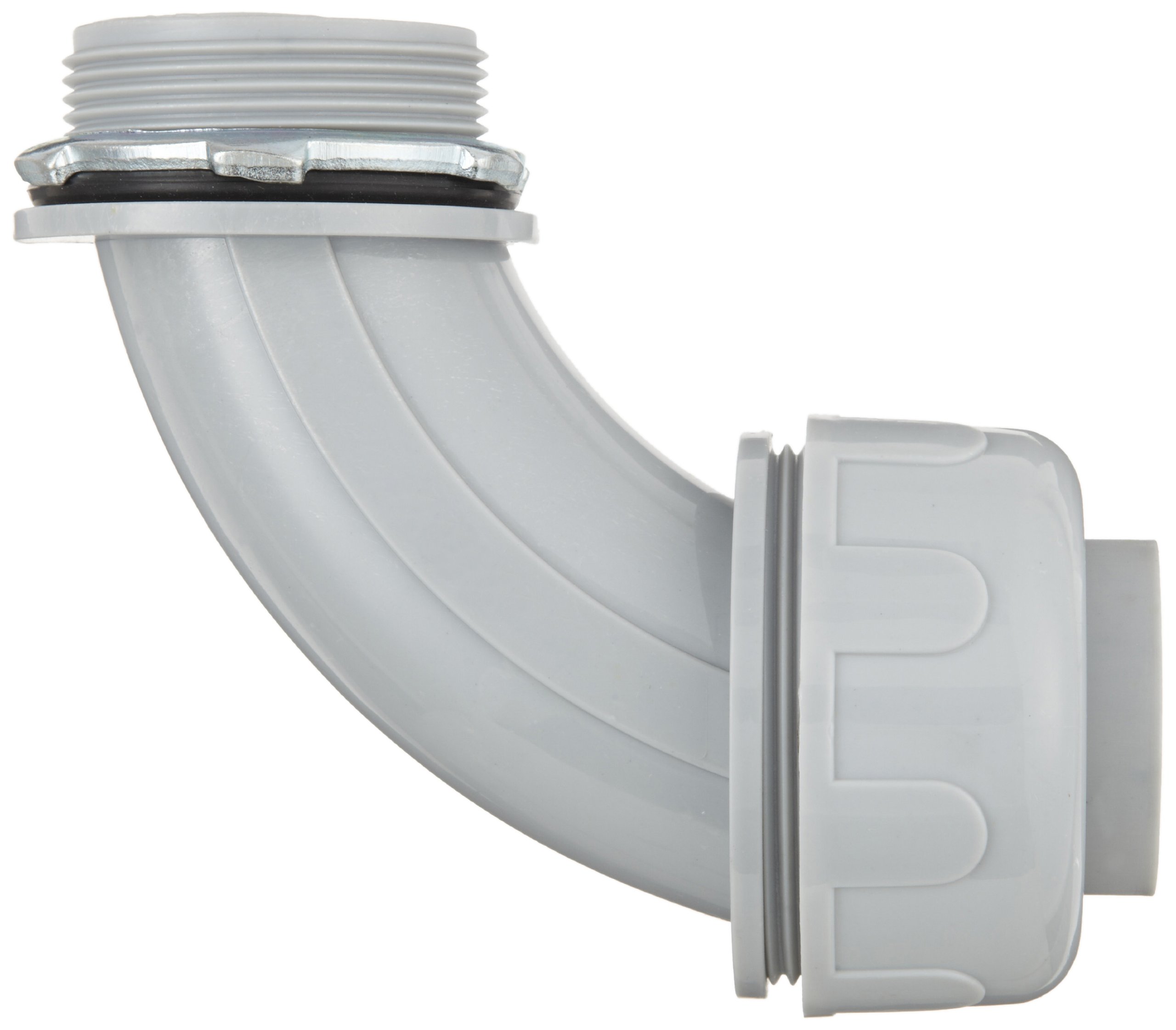 Morris Products 21827 Non-Metallic Liquid Tight Connector, 90° Right Angle, Steel Locknut, 1-1/2" Size, 4.33" Length, 1.53" Width