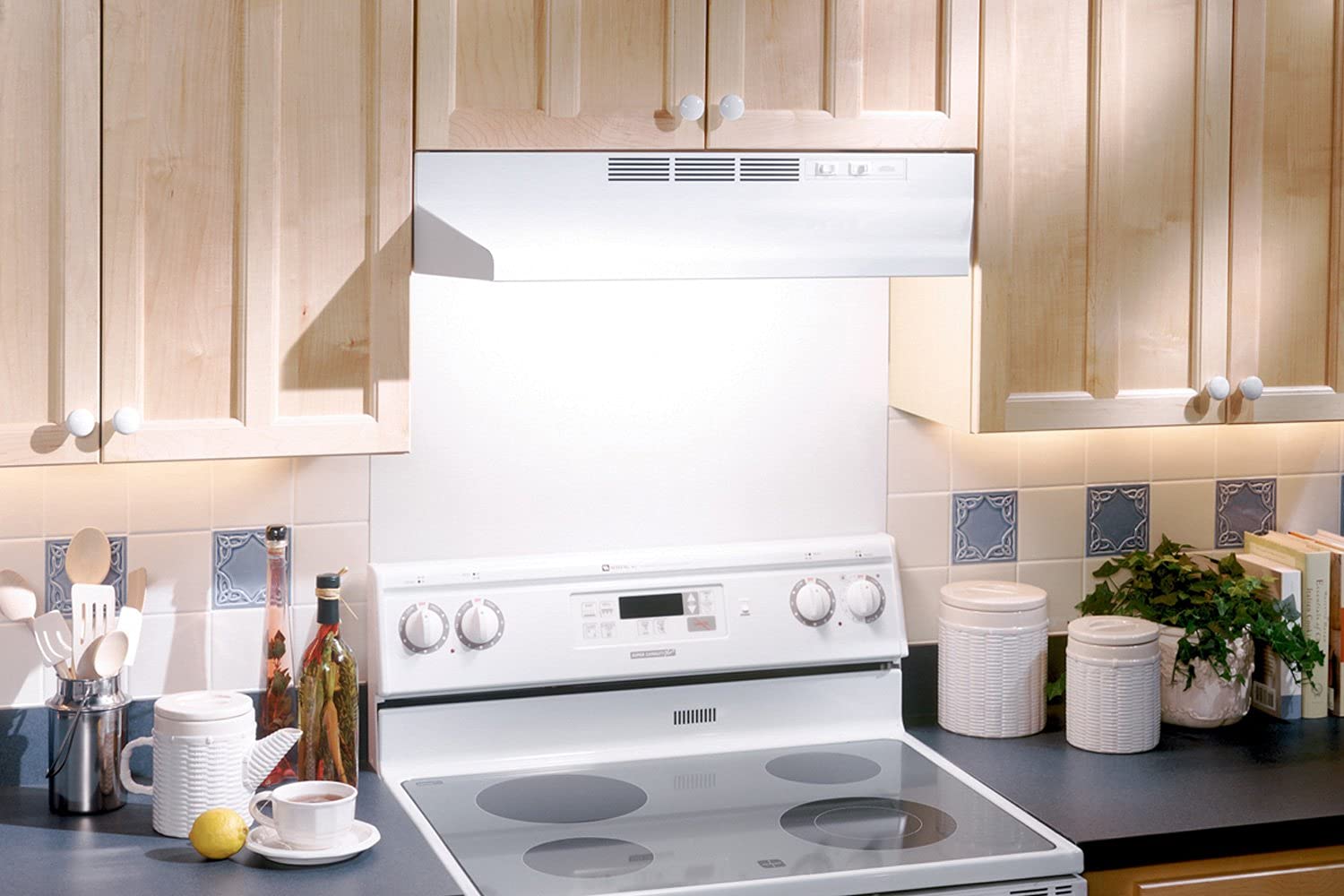 Broan-NuTone 412101 Non-Ducted Ductless Range Hood with Lights Exhaust Fan for Under Cabinet, 21-Inch, White