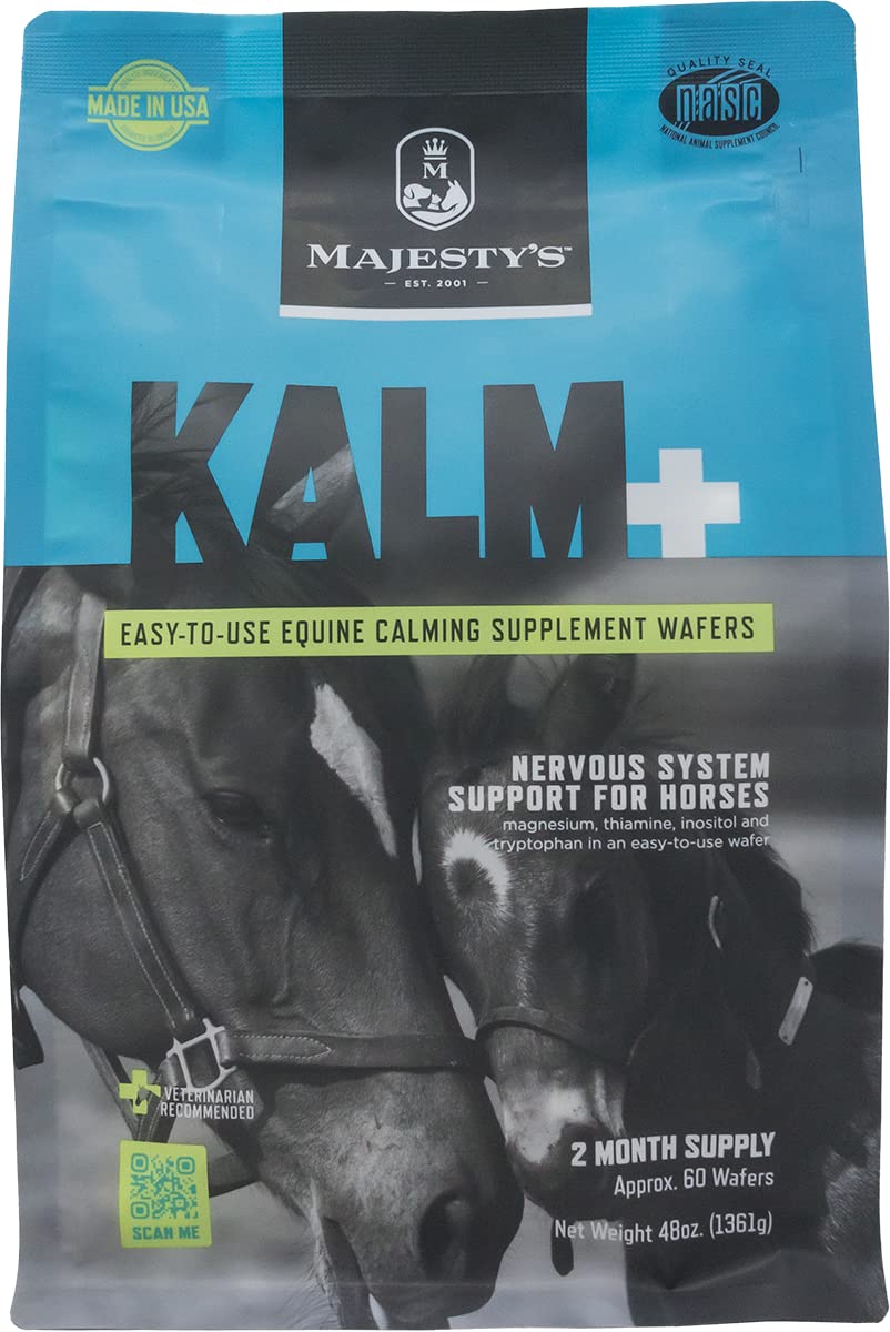 Majesty's Kalm Wafers - Supports Horse / Equine Balanced Behavior and Normal Nervous System Function - Tryptophan, Vitamin B1, Winter Cherry, Inositol - 60 Count (2 Month Supply)