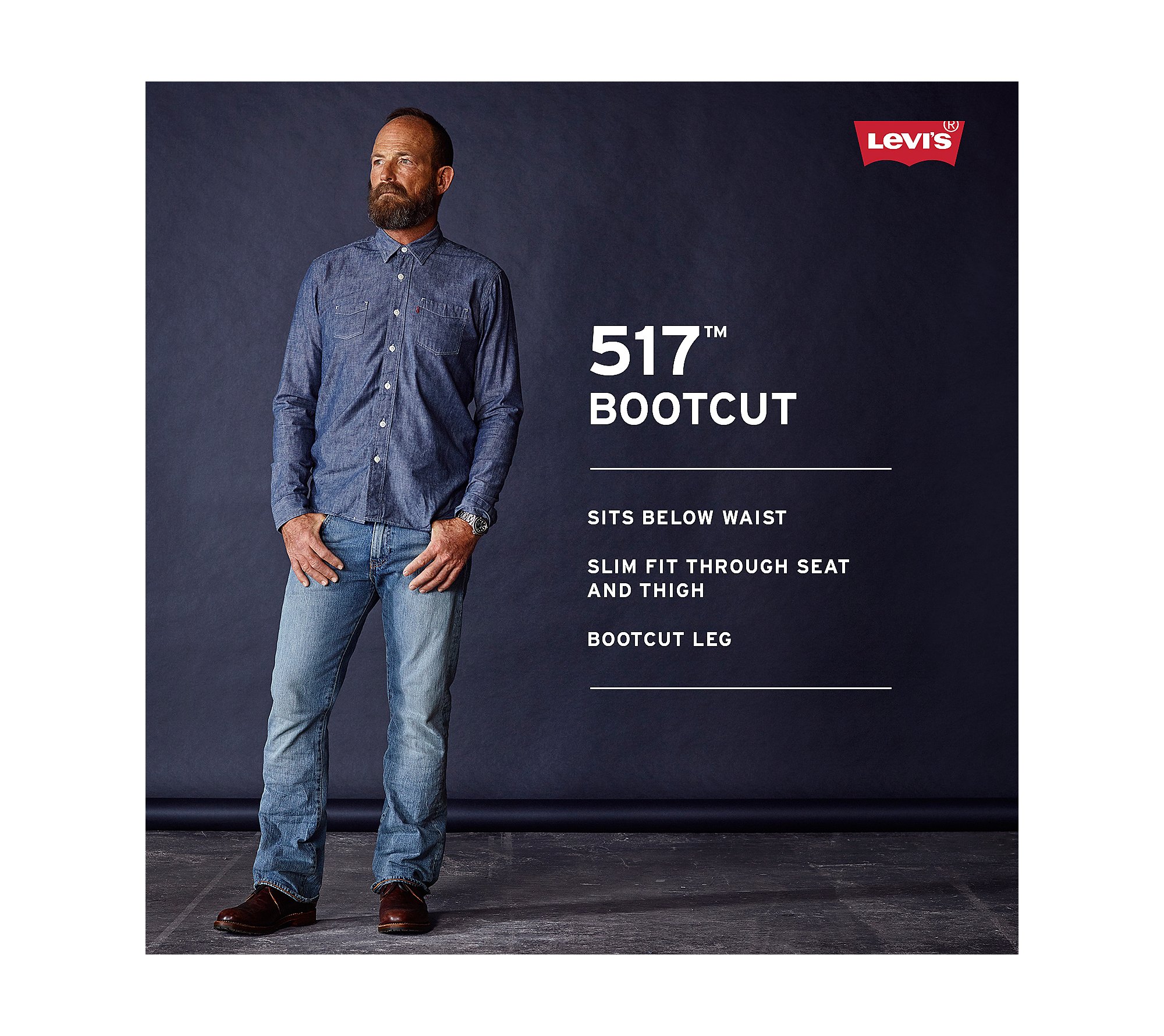 Levi's Men's 517 Bootcut Jeans Indigo Flex 33x29
