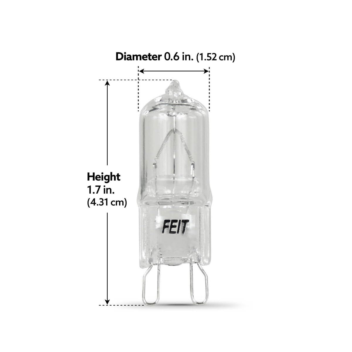 Feit Electric BPQ40/G9/RP 40-Watt T4 JCD Halogen Bulb G9 Bi-Pin Base, Clear
