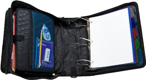Case-it The King Sized Zip Tab Zipper Binder - 4 Inch D-Rings - 5 Subject File Folder - Multiple Pockets - 800 Sheet Capacity - Comes with Shoulder Strap - Dark Purple D-186