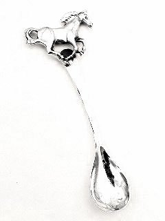 Unusual Running Horse Sterling Silver Salt Spoon
