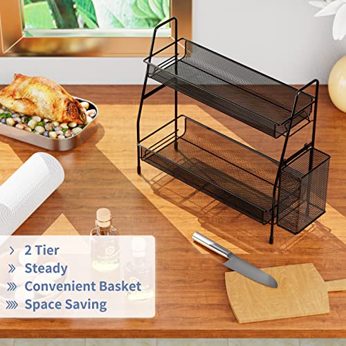 EKNITEY Bathroom Countertop Organizer Shelf - 2 Tier Counter Spice Rack Metal Makeup Rack Small Perfume Organizer for Sink/Bedroom/Living room/Kitchen/Office