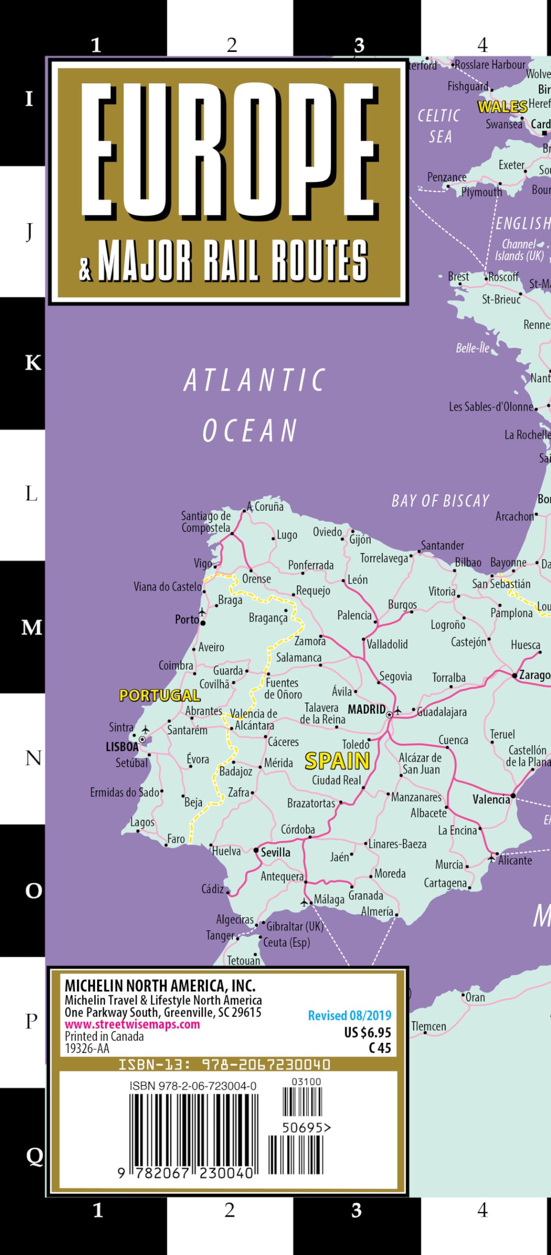 Streetwise Europe & Major Rail Routes Laminated Map (Michelin Streetwise Maps)
