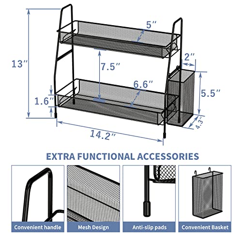 EKNITEY Bathroom Countertop Organizer Shelf - 2 Tier Counter Spice Rack Metal Makeup Rack Small Perfume Organizer for Sink/Bedroom/Living room/Kitchen/Office