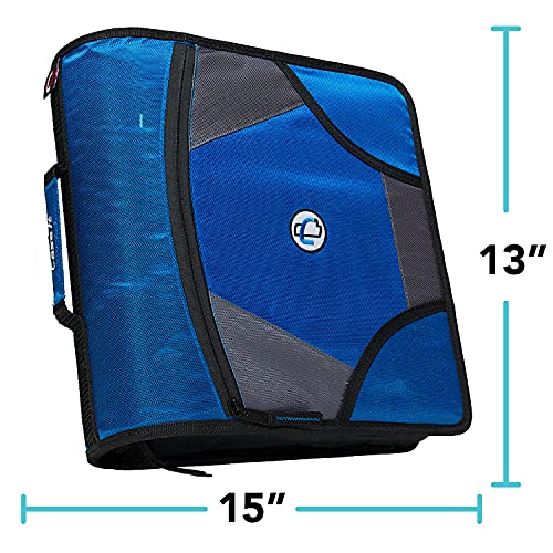 Case-it The King Sized Zip Tab Zipper Binder - 4 Inch D-Rings - 5 Subject File Folder - Multiple Pockets - 800 Sheet Capacity - Comes with Shoulder Strap - Black D-186