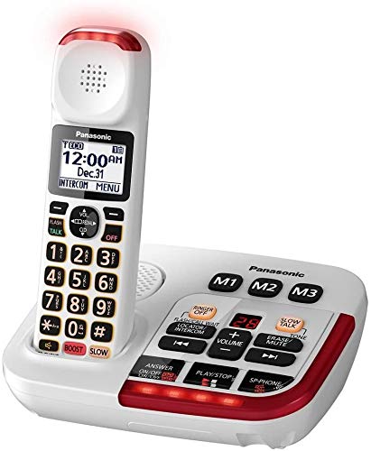 Panasonic KX-TGM420W + (2)KX-TGMA44W Amplified Cordless Phone with Digital Answering Machine Expandable upto 6 Handsets and Voice Volume Booster 40 dB