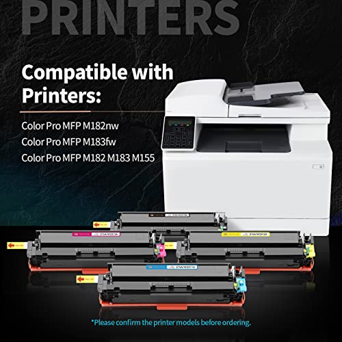215A (with CHIP) Compatible HP 215A Toner Cartridge Replacement for HP W2310A W2311A W2312A W2313A Works with HP Color Pro MFP M182nw M183fw M182 M183 M155 Printers (4-Pack)