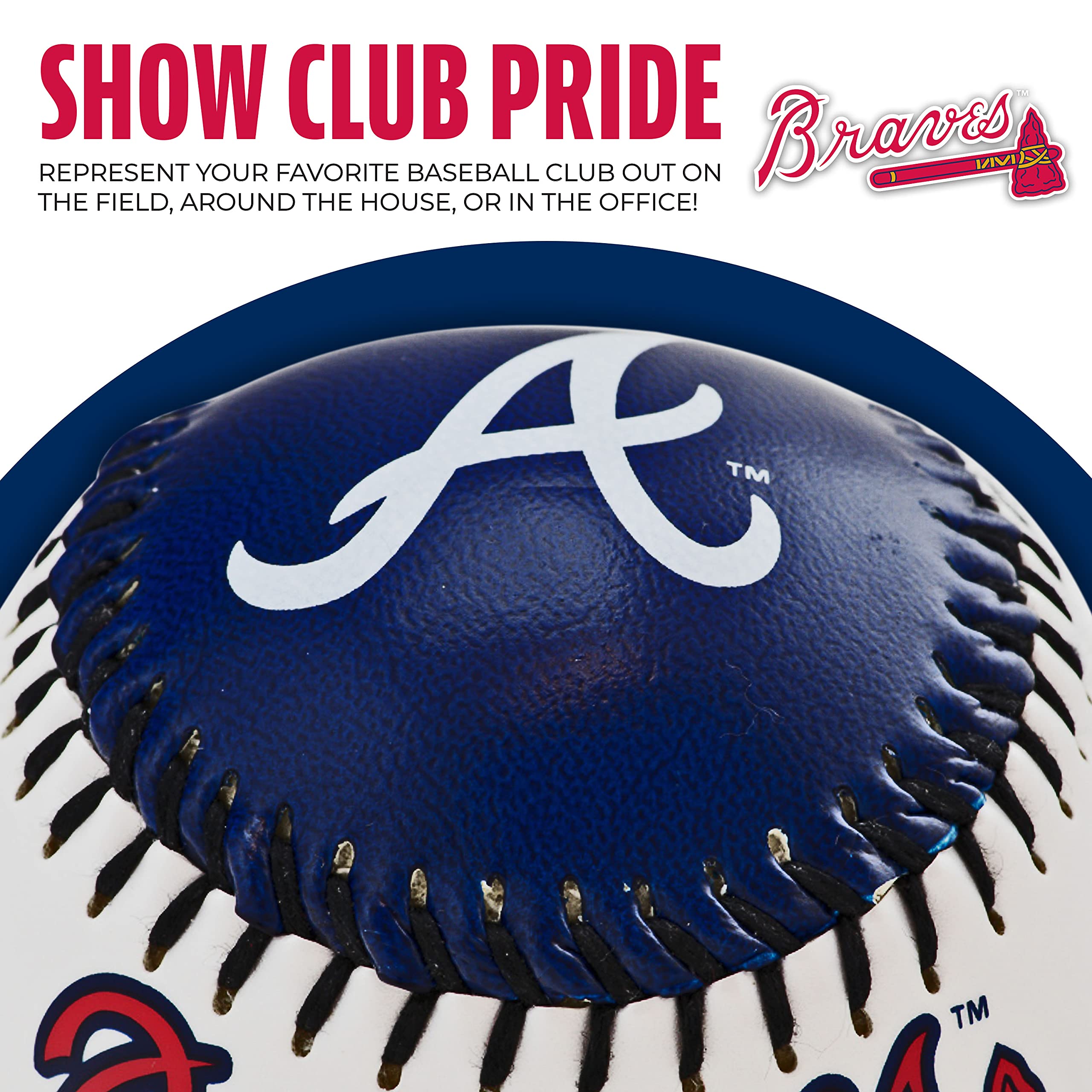 Franklin Sports Atlanta Braves MLB Team Baseball - MLB Team Logo Soft Baseballs - Toy Baseball for Kids - Great Decoration for Desks and Office