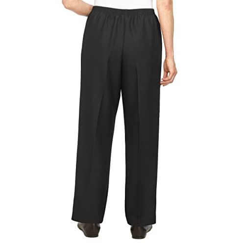Alfred Dunner Women's Around Elastic Waist Polyester Short Pull-On Style Pants, Black, 16 Petite